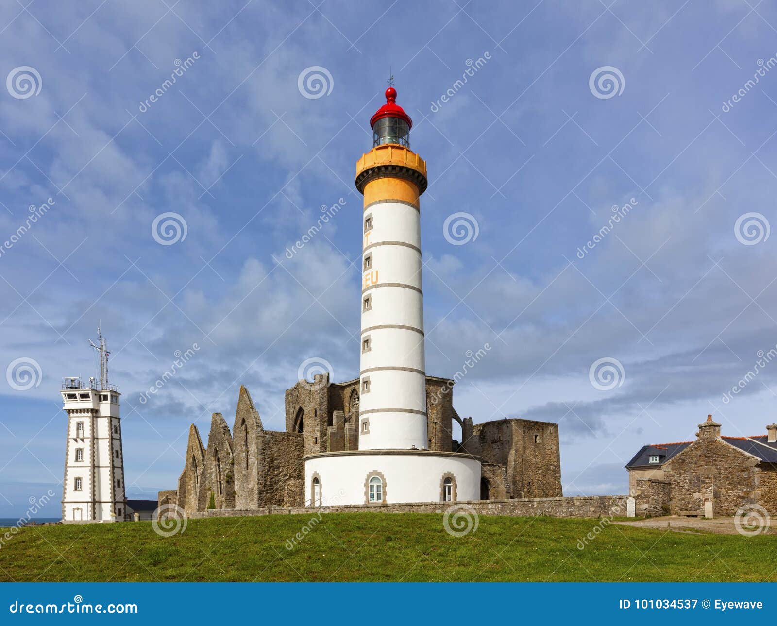 Lighthouse of Saint-Mathieu with Ruins of Abbey and Semaphore To Stock ...