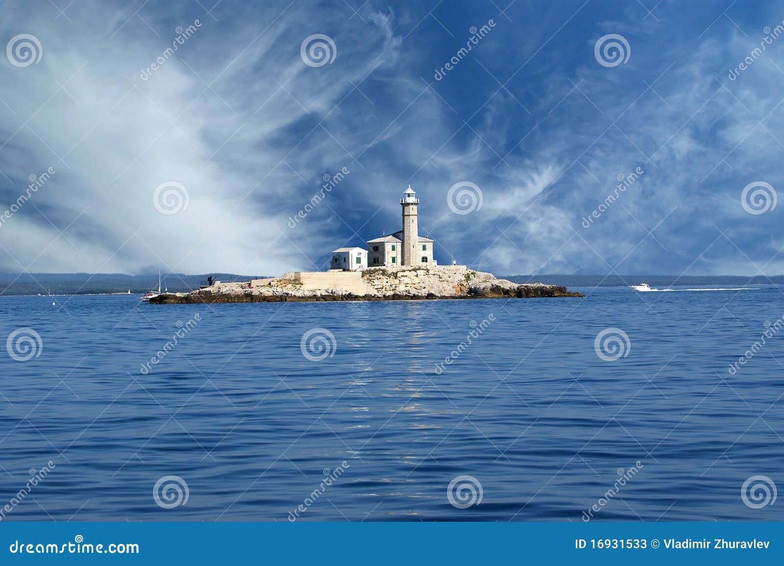Lighthouse in the sea stock image. Image of tower, summer - 16931533