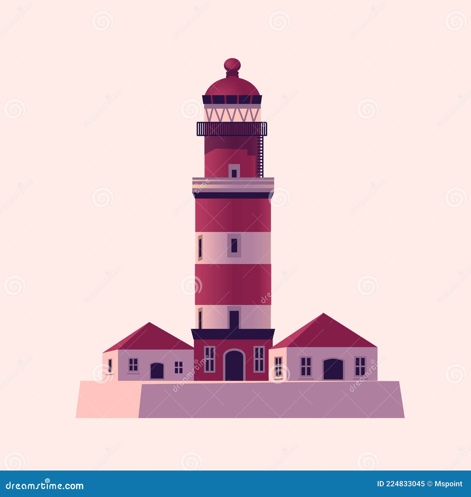 Lighthouse, Sea Beacon House. Vector Illustration in Flat Cartoon Style ...