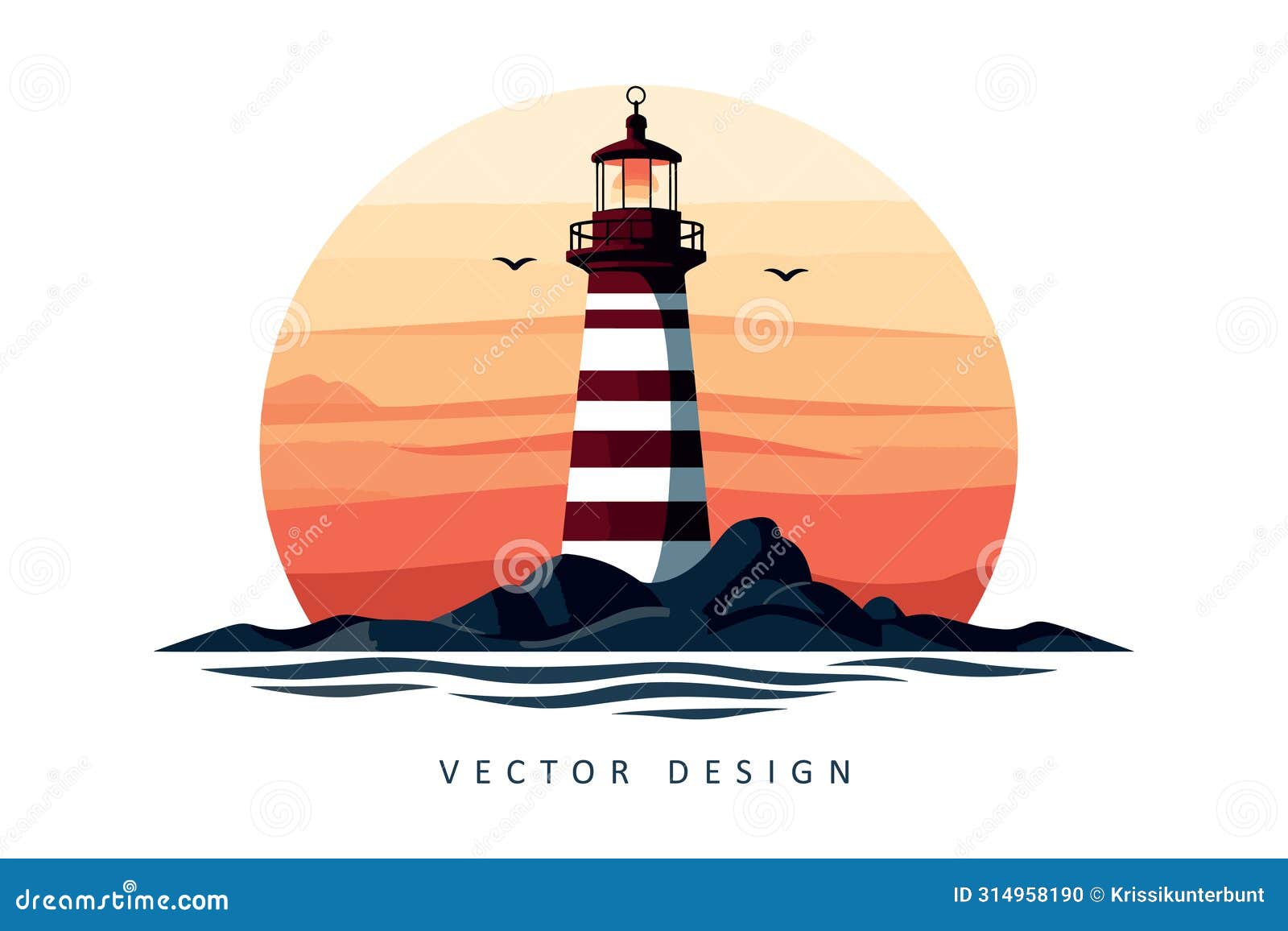 Lighthouse by Sea Minimalist Vector Design AI Generated Stock Vector ...