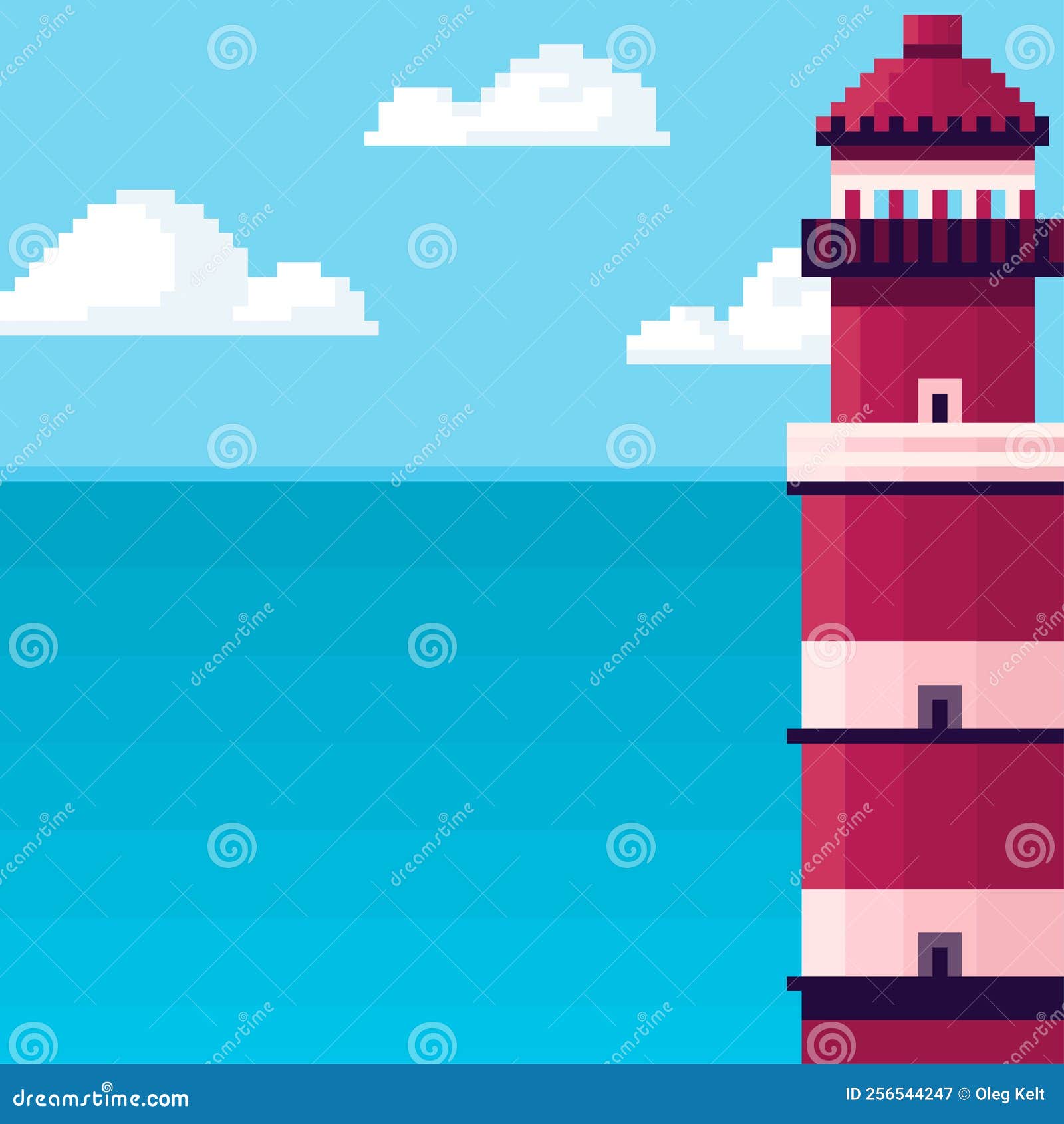 Lighthouse in the Sea. Pixel Art - Vector. Stock Vector - Illustration ...