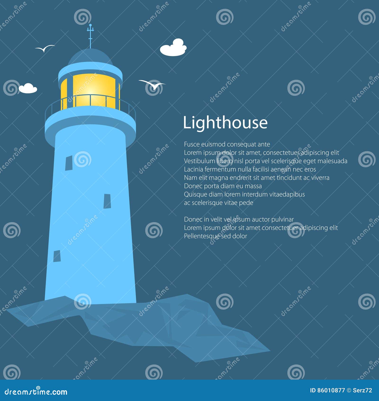 Lighthouse at Sea,Poster Brochure Stock Vector - Illustration of ...