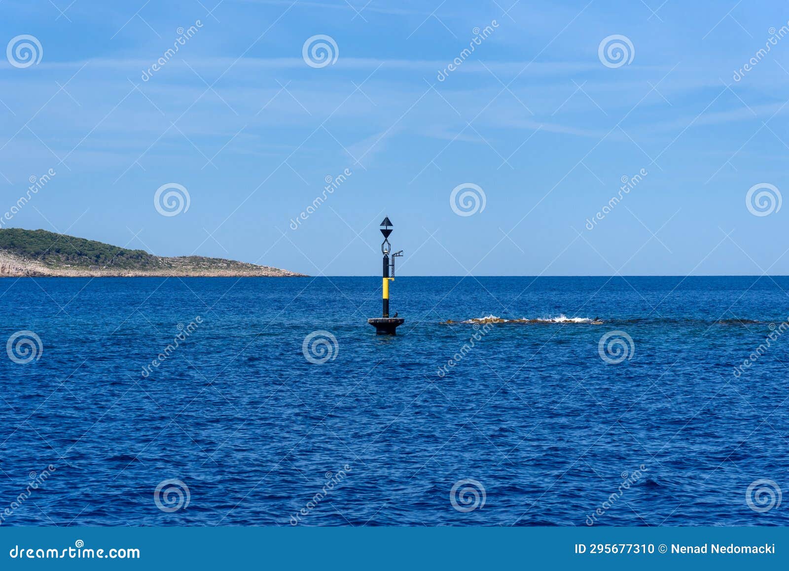 Lighthouse on Sea. Traffic Sign in the Sea Stock Photo - Image of ...