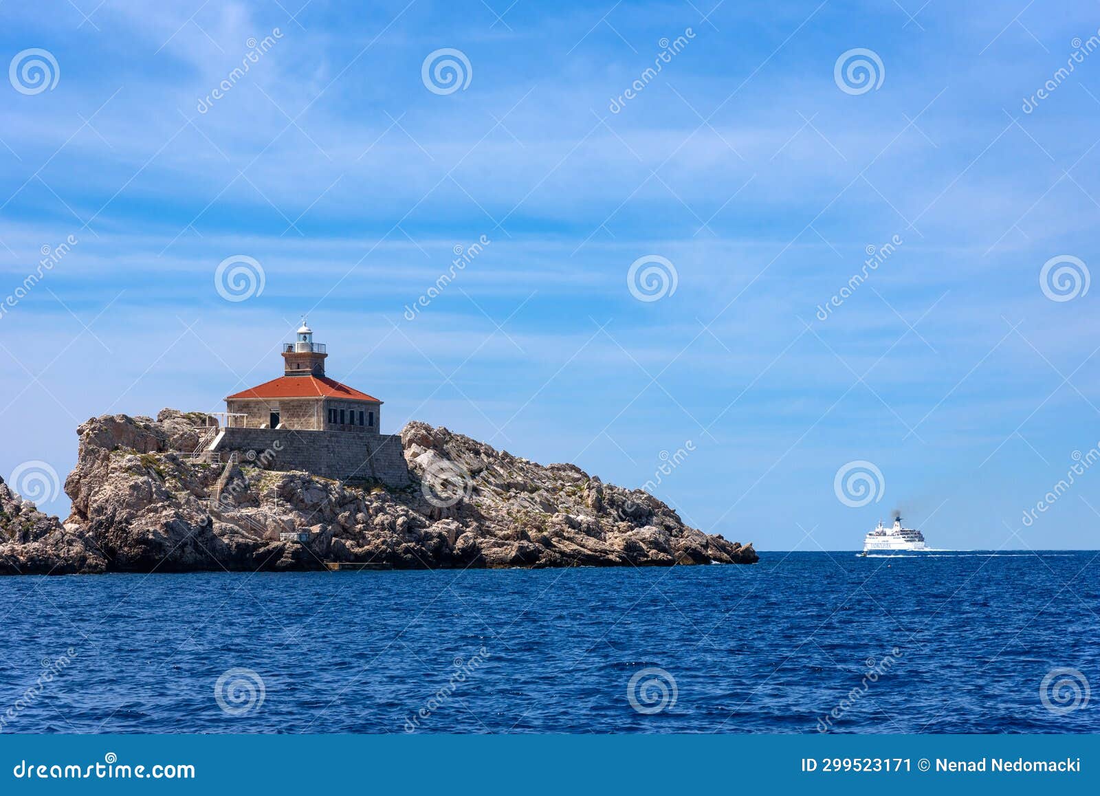 Lighthouse on Sea. Traffic Sign in the Sea Stock Image - Image of plank ...