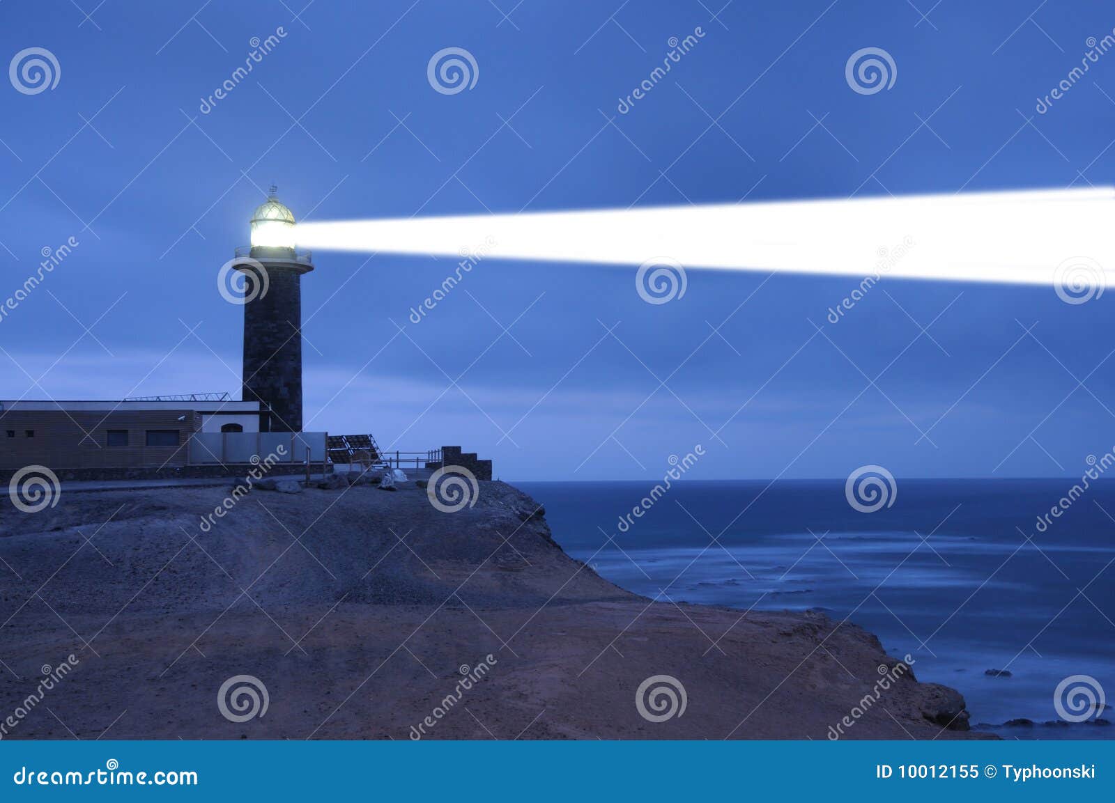 Lighthouse Searchlight Beam through Foggy Air Stock Image - Image of ...