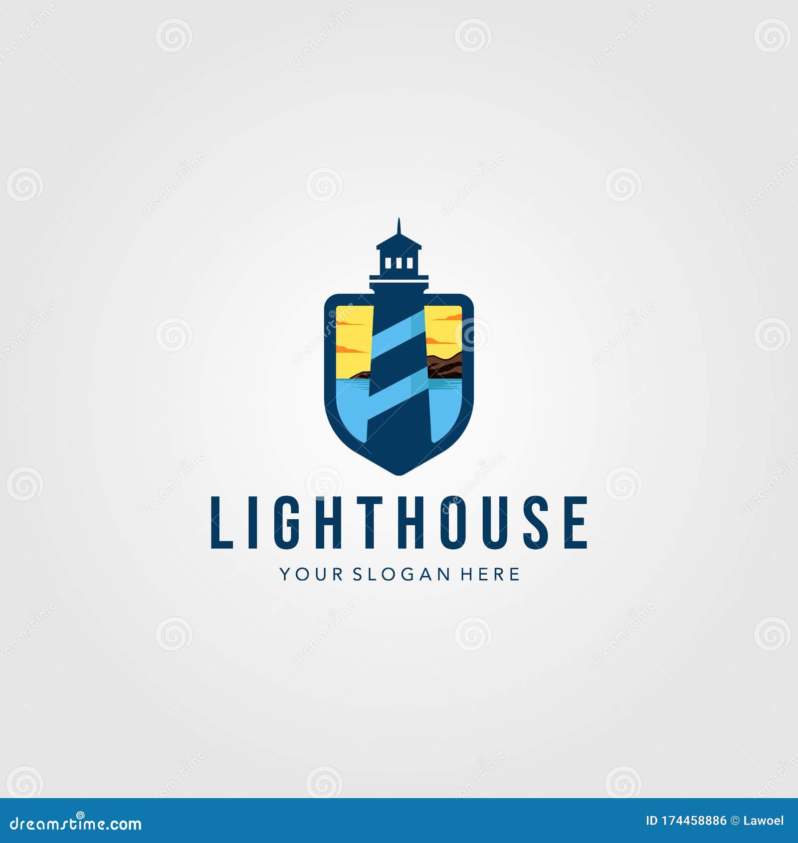 Lighthouse Shield Logo Vector Design Template Stock Vector ...
