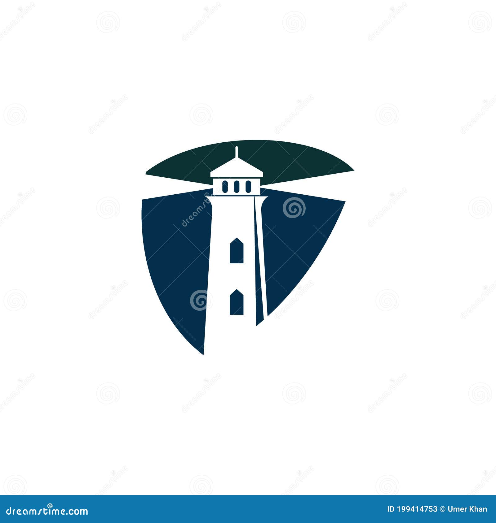 Lighthouse Shield Shape Concept Vector Logo Design. Stock Vector ...