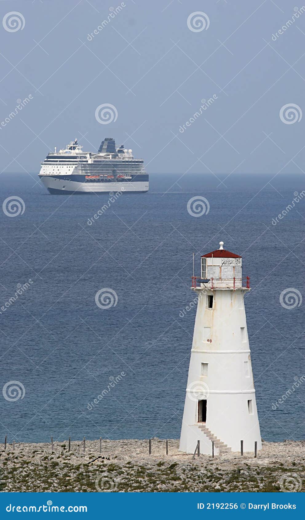 Lighthouse and Ship stock photo. Image of building, architecture - 2192256