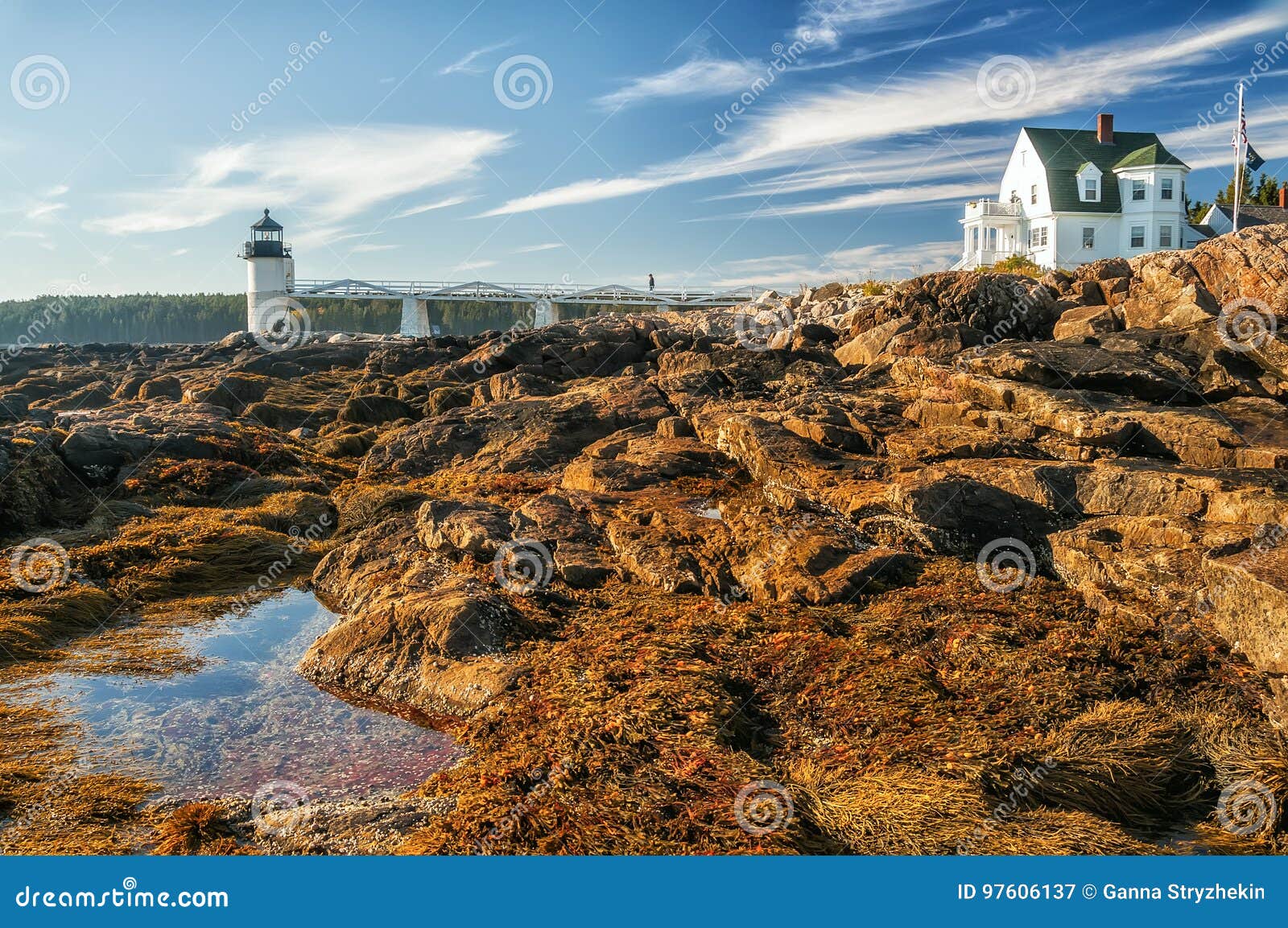 Lighthouse on the Shore of the Ocean. USA Stock Image - Image of ...