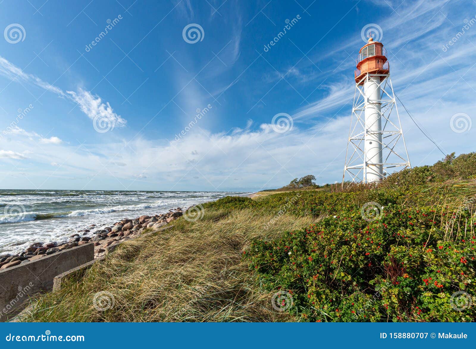 Lighthouse at the shore stock image. Image of landmark - 158880707