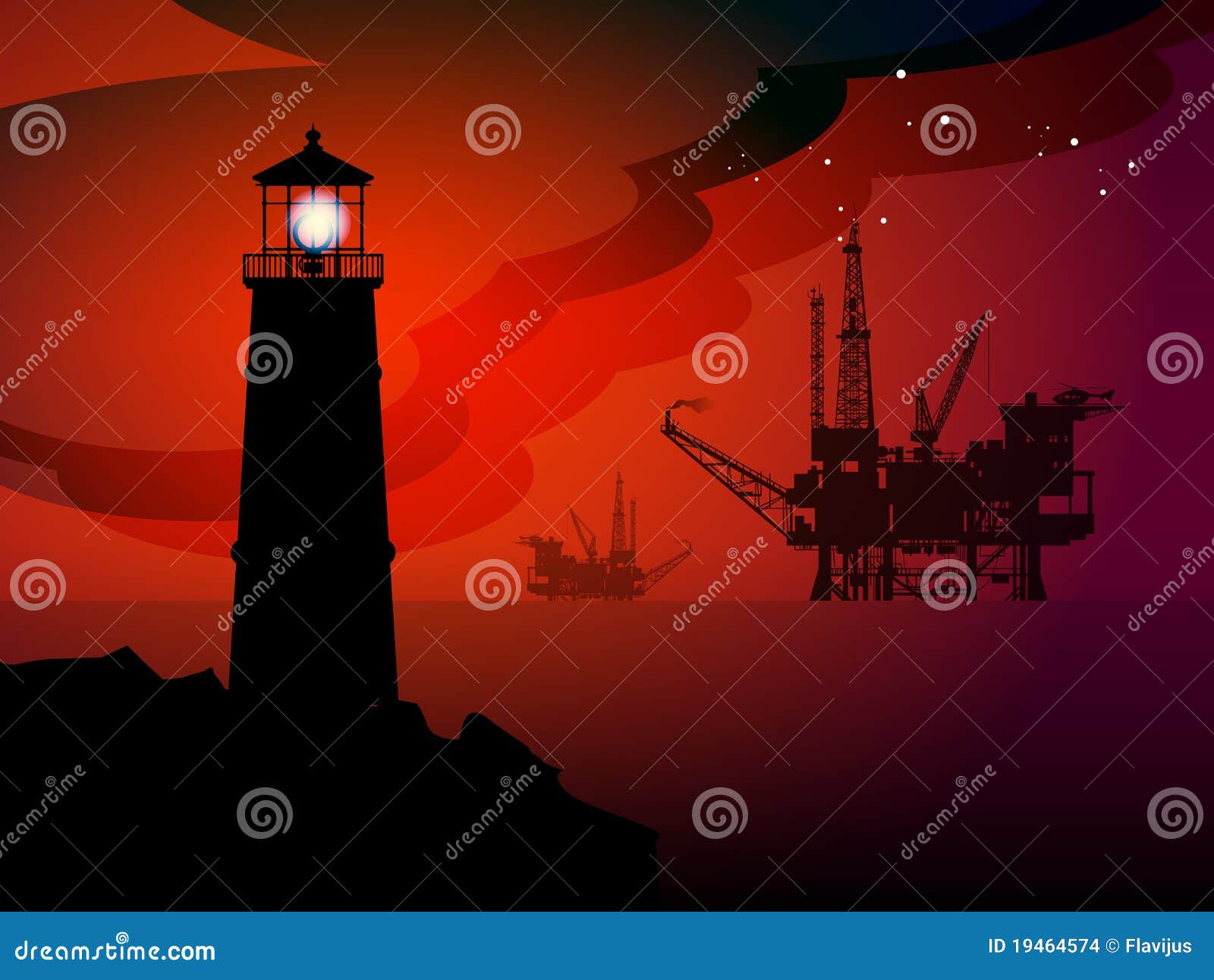 Lighthouse Silhouette Vector Illustration | CartoonDealer.com #19464574
