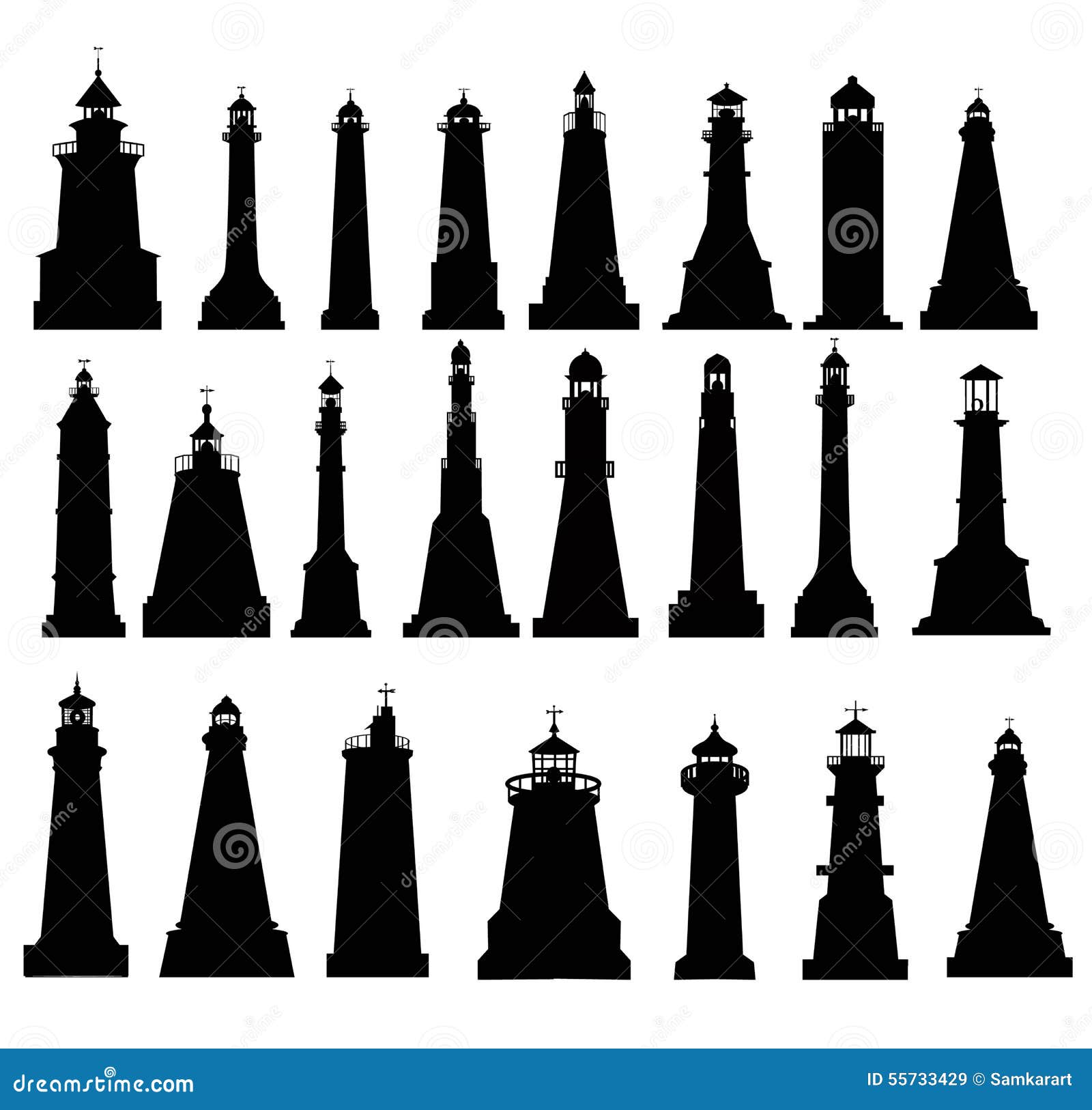 Lighthouse Silhouette Set stock vector. Illustration of lighthouse ... Lighthouse Silhouette Set stock vector. Illustration of lighthouse ...