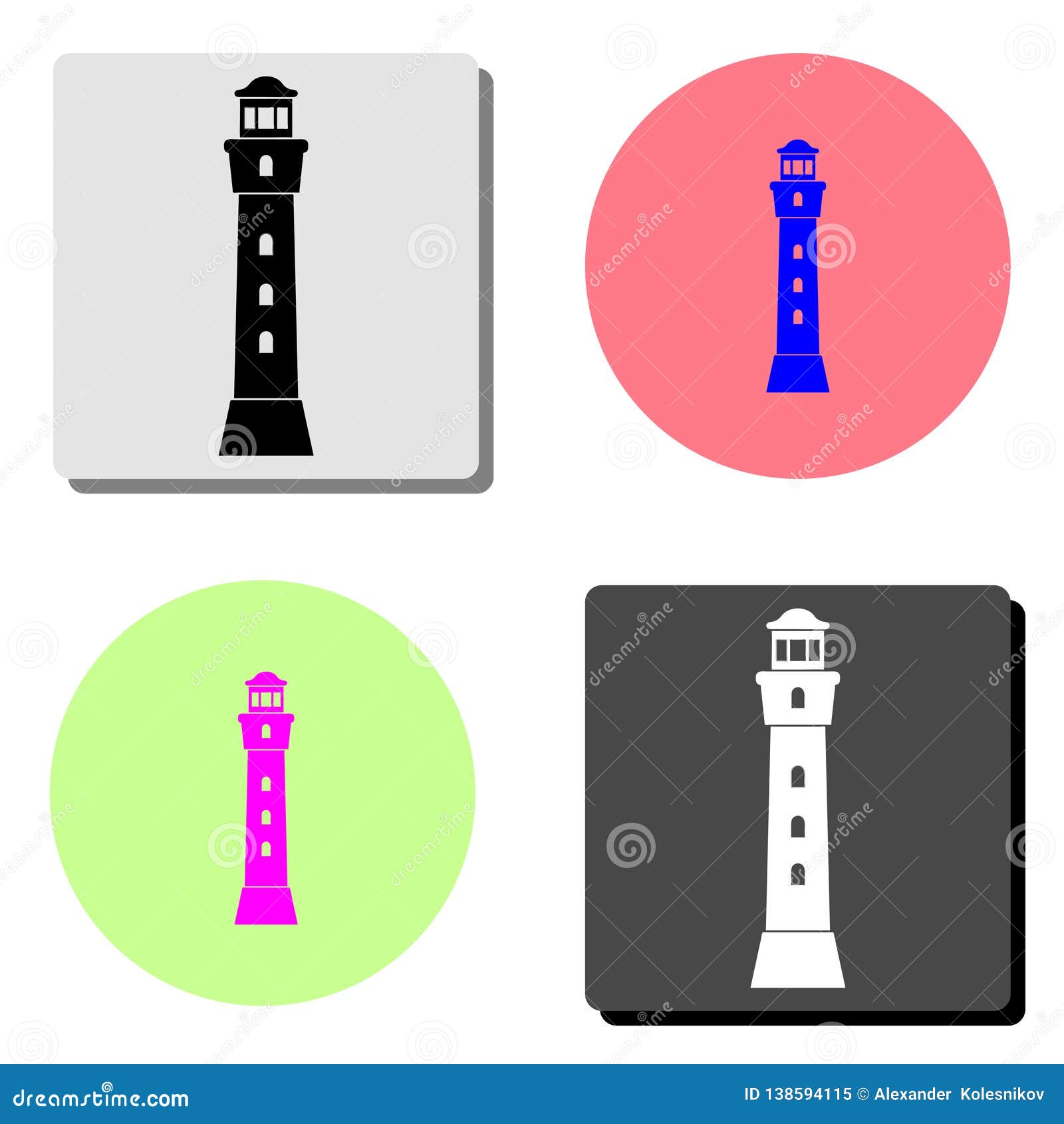 Lighthouse. Flat Vector Icon Stock Illustration - Illustration of ...
