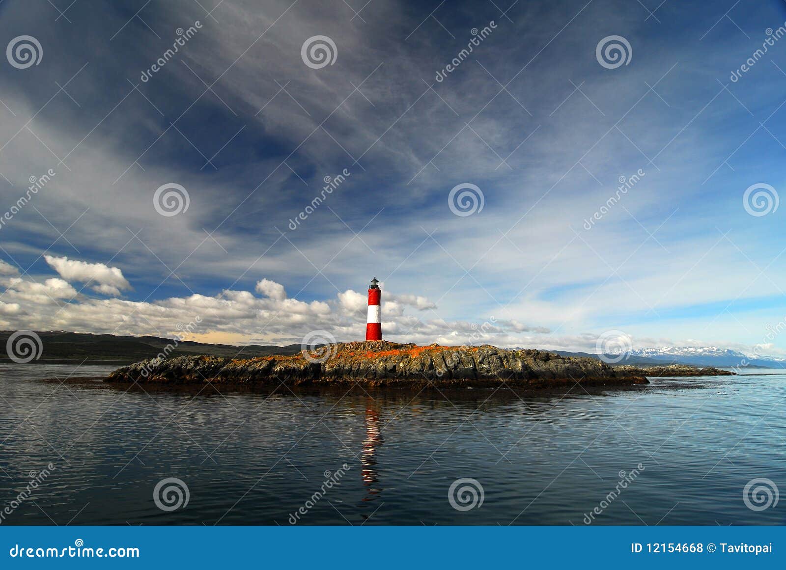 Lighthouse on a Small Island Stock Photo - Image of safety, feature ...
