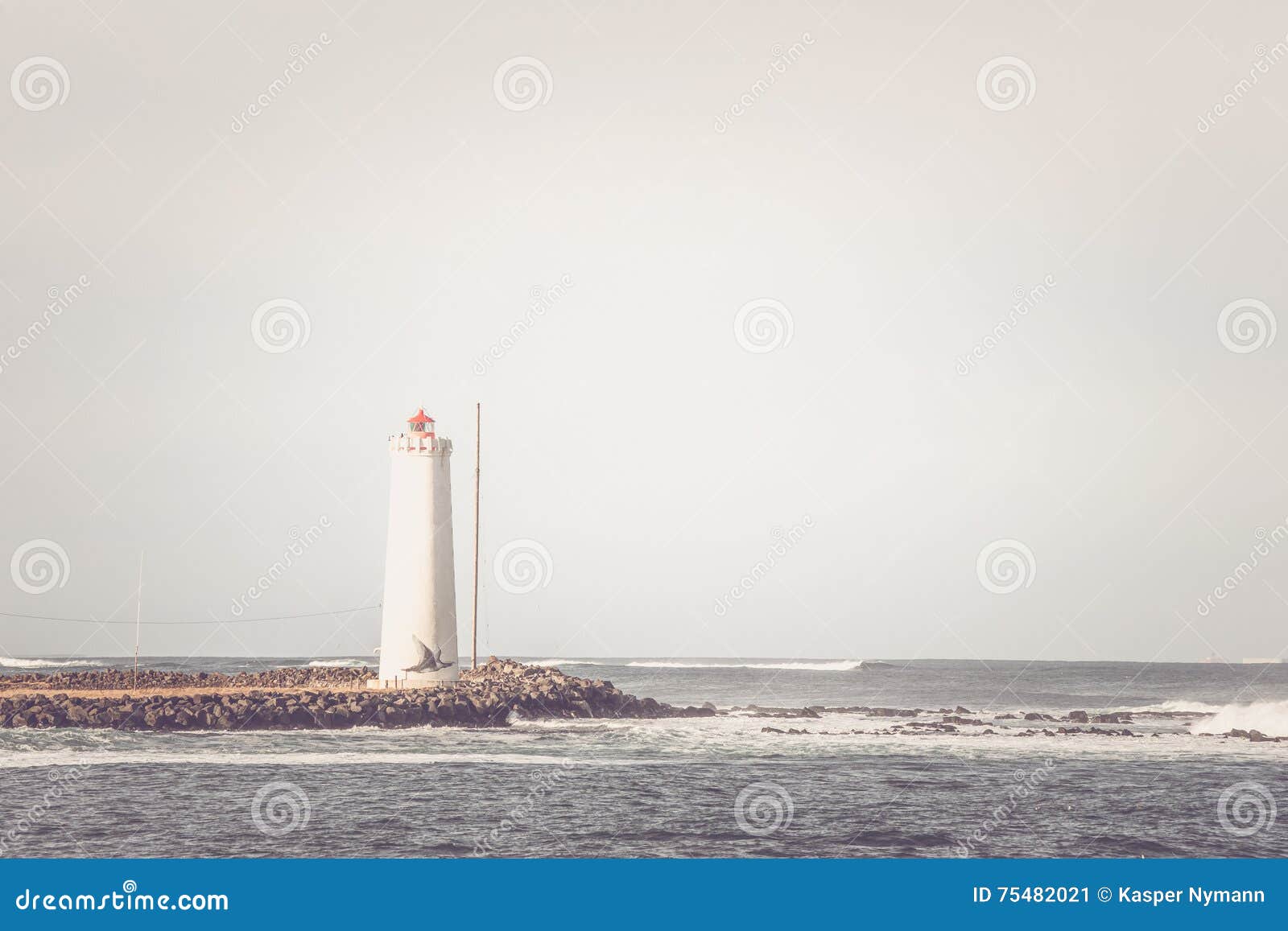 Lighthouse on a Small Island Stock Image - Image of light, landscape ...