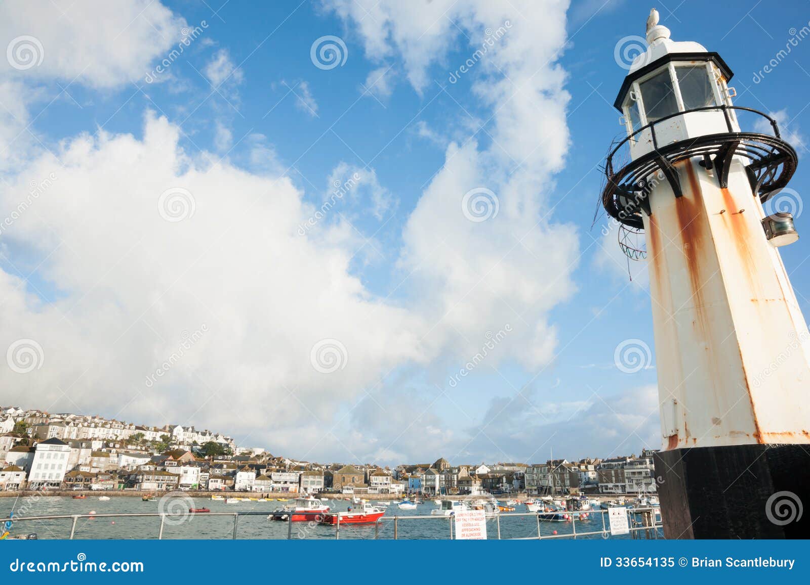 Lighthouse at St Ives. stock image. Image of standing - 33654135