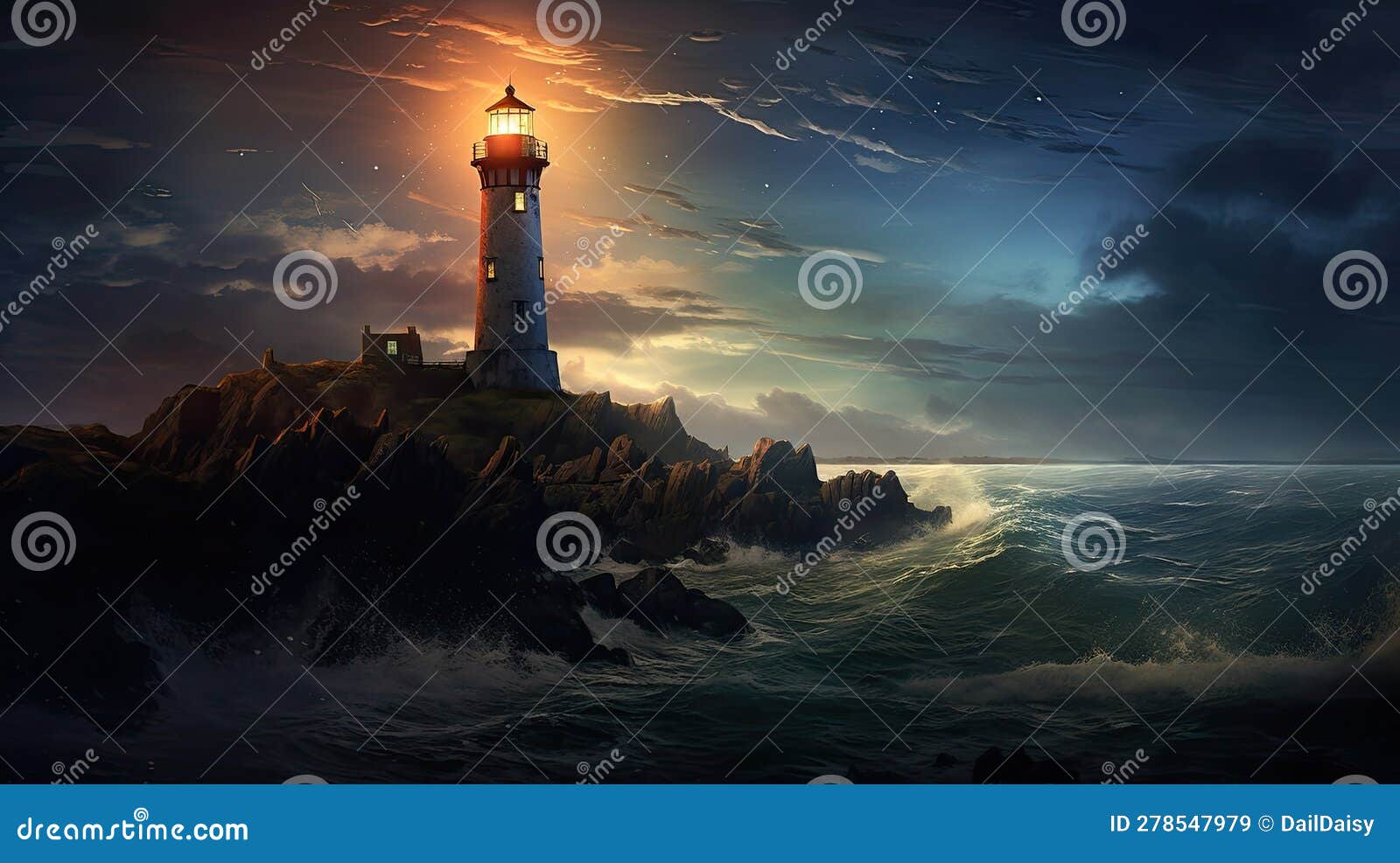 Lighthouse Standing Tall on the Edge of a Rugged Cliff Stock ...