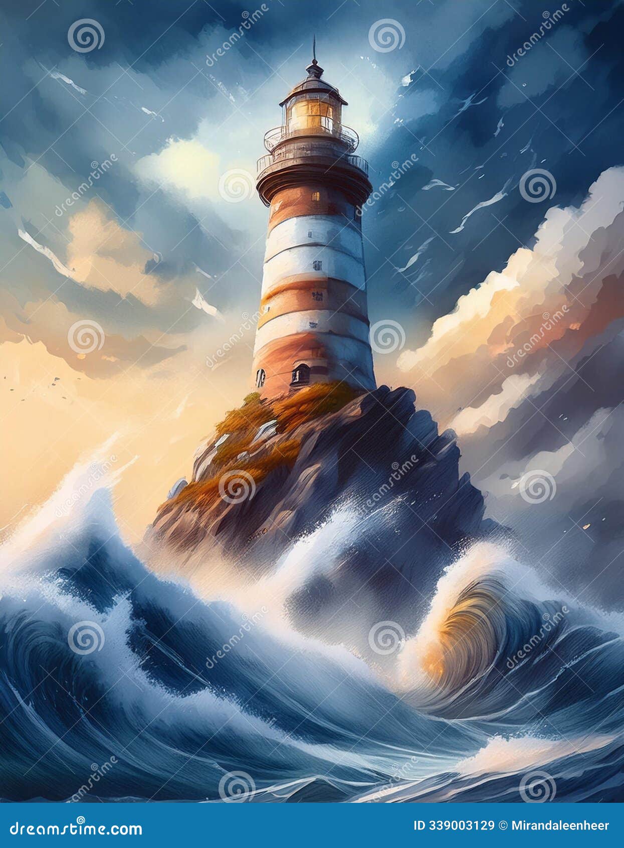 Lighthouse in a Storm Cartoon Stock Image - Image of storm, cartoon ...