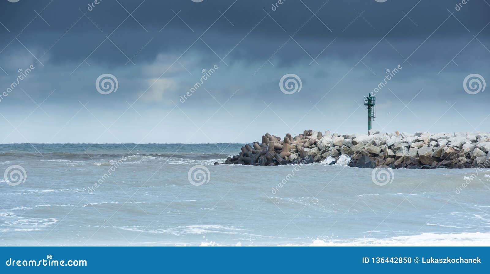 Lighthouse and Storm at Sea Stock Photo - Image of ocean, lighthouse ...