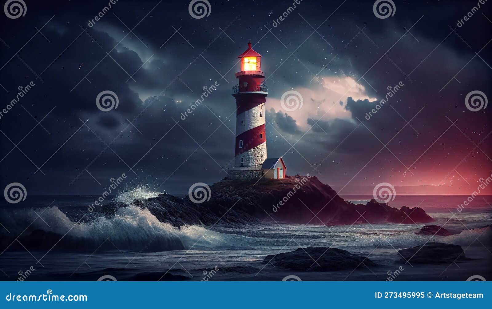 Lighthouse in Stormy Landscape - Leader and Vision Concept Stock ...