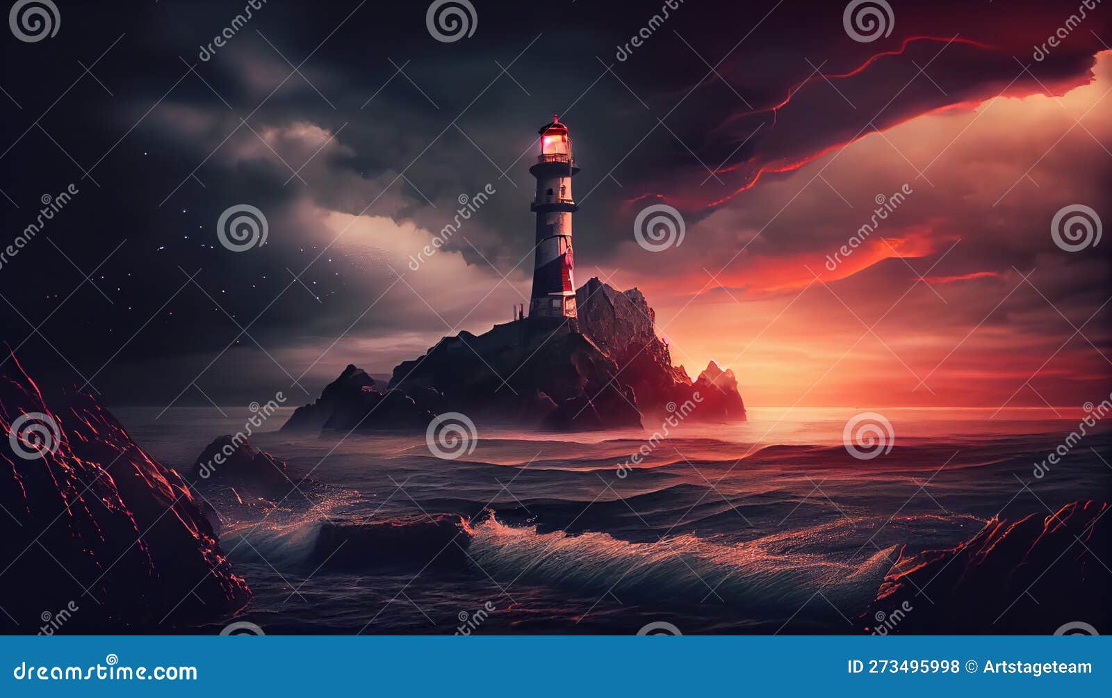 Lighthouse in Stormy Landscape - Leader and Vision Concept Stock ...