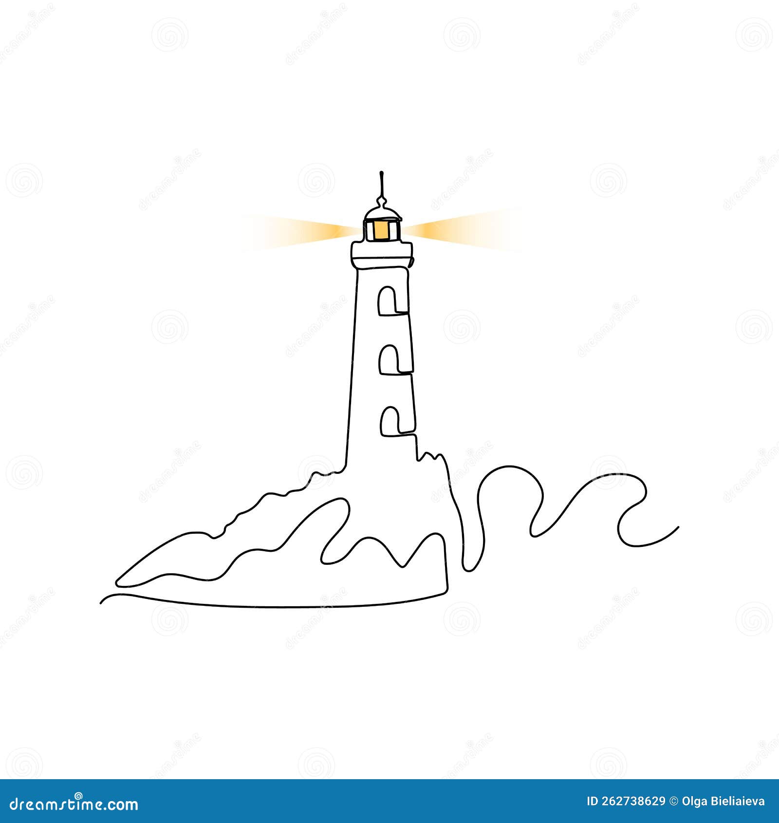 Lighthouse in Continuous Line Drawing Style Stock Vector - Illustration ...