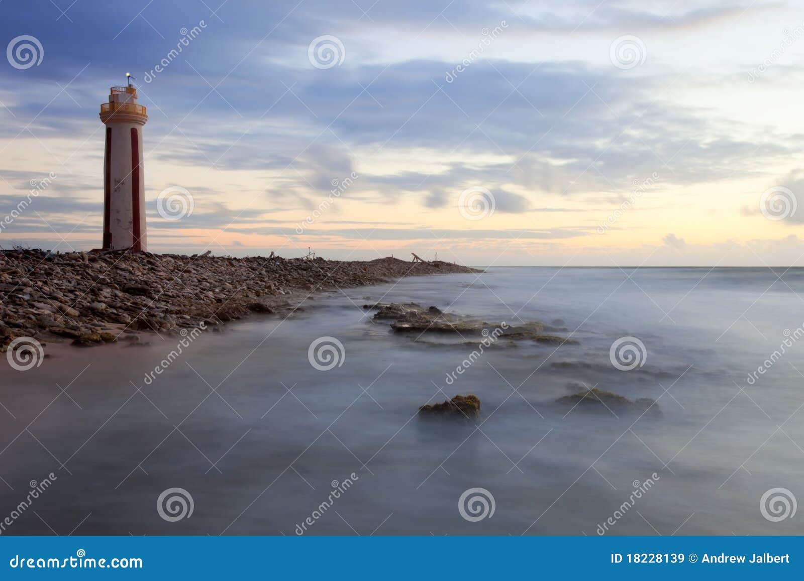 Lighthouse at Sunrise stock image. Image of bonaire, water - 18228139