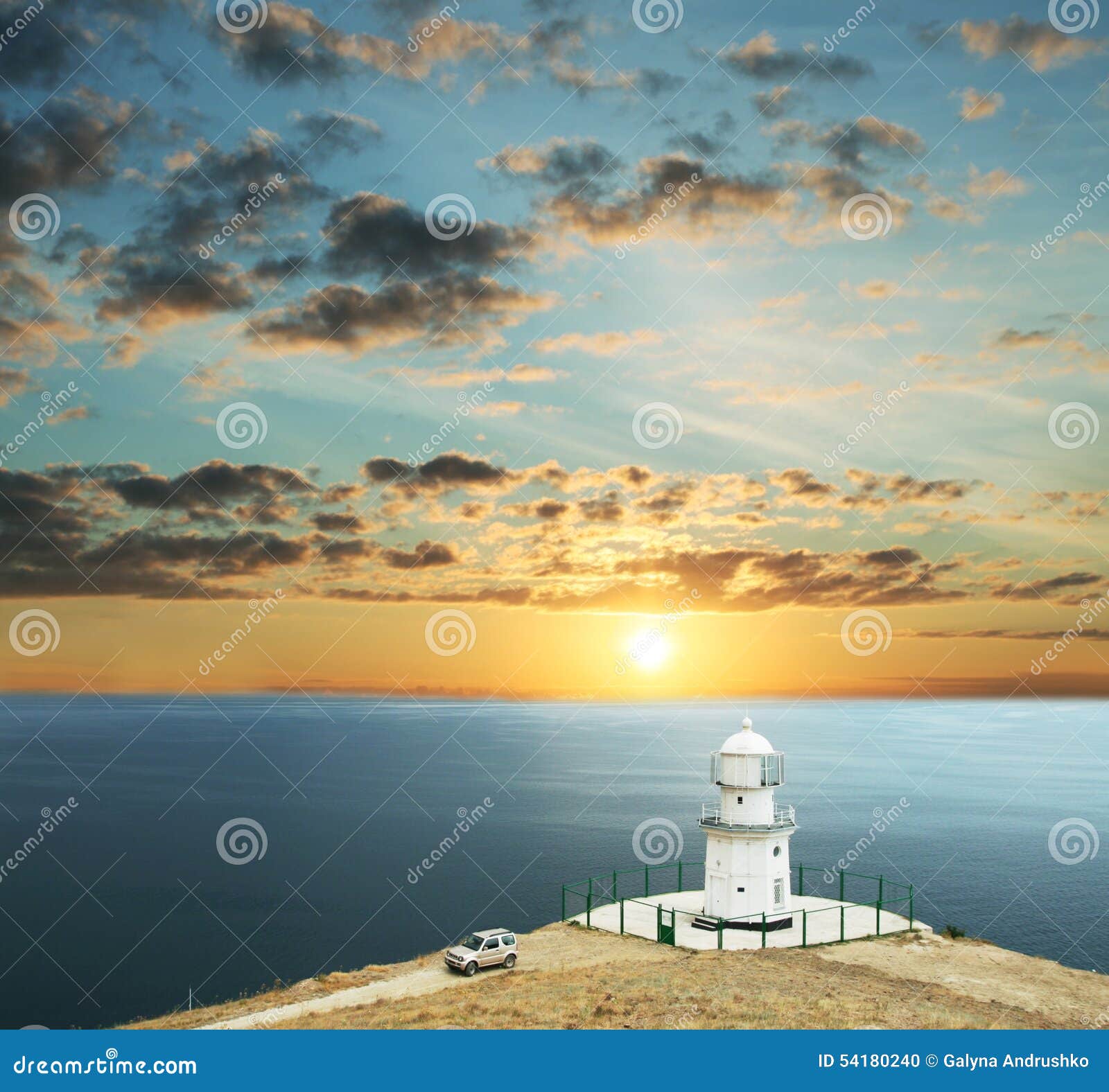 Lighthouse on sunrise stock photo. Image of sunrise, outdoor - 54180240