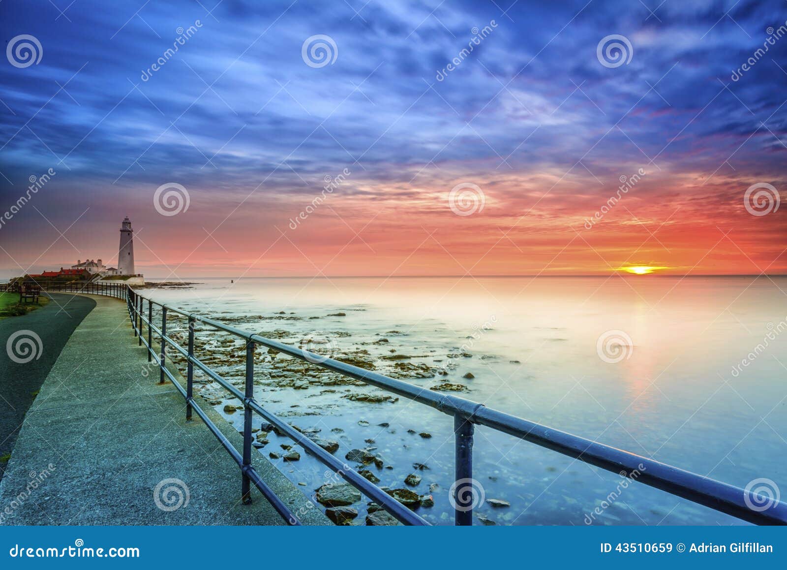 Lighthouse at sunrise stock image. Image of north, walkway - 43510659