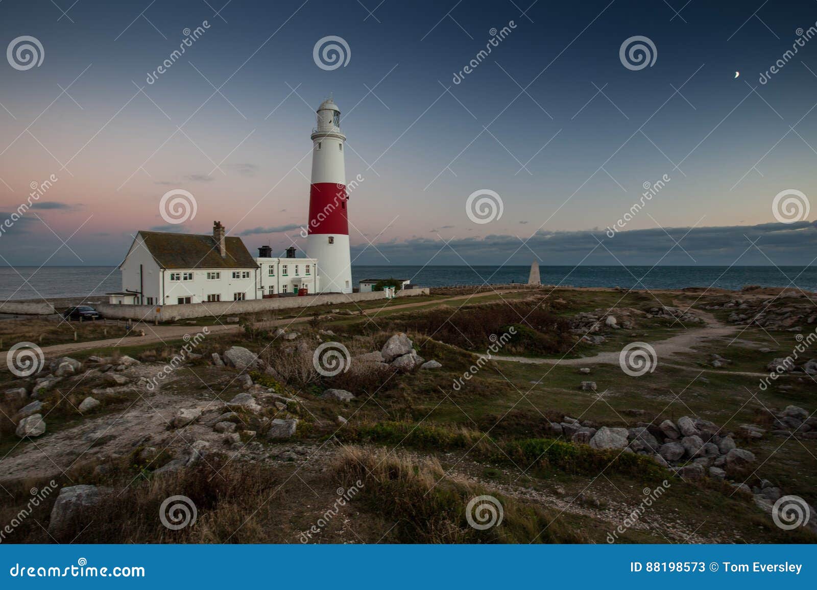 Lighthouse at Sunset on Coast of Portland, Dorset, England Stock Image ...