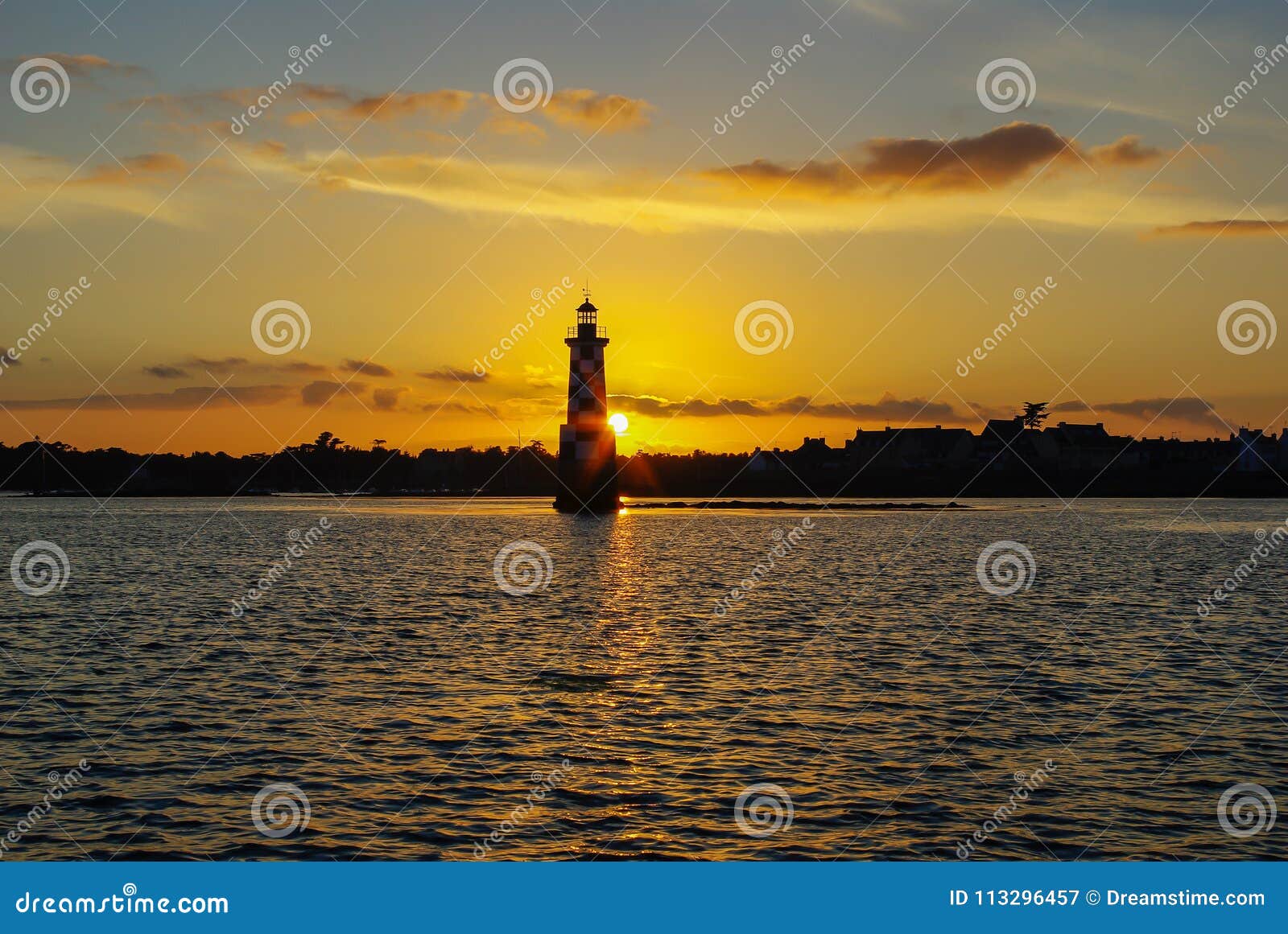 The Lighthouse with Sunset is Yellow Stock Image - Image of fisherman ...