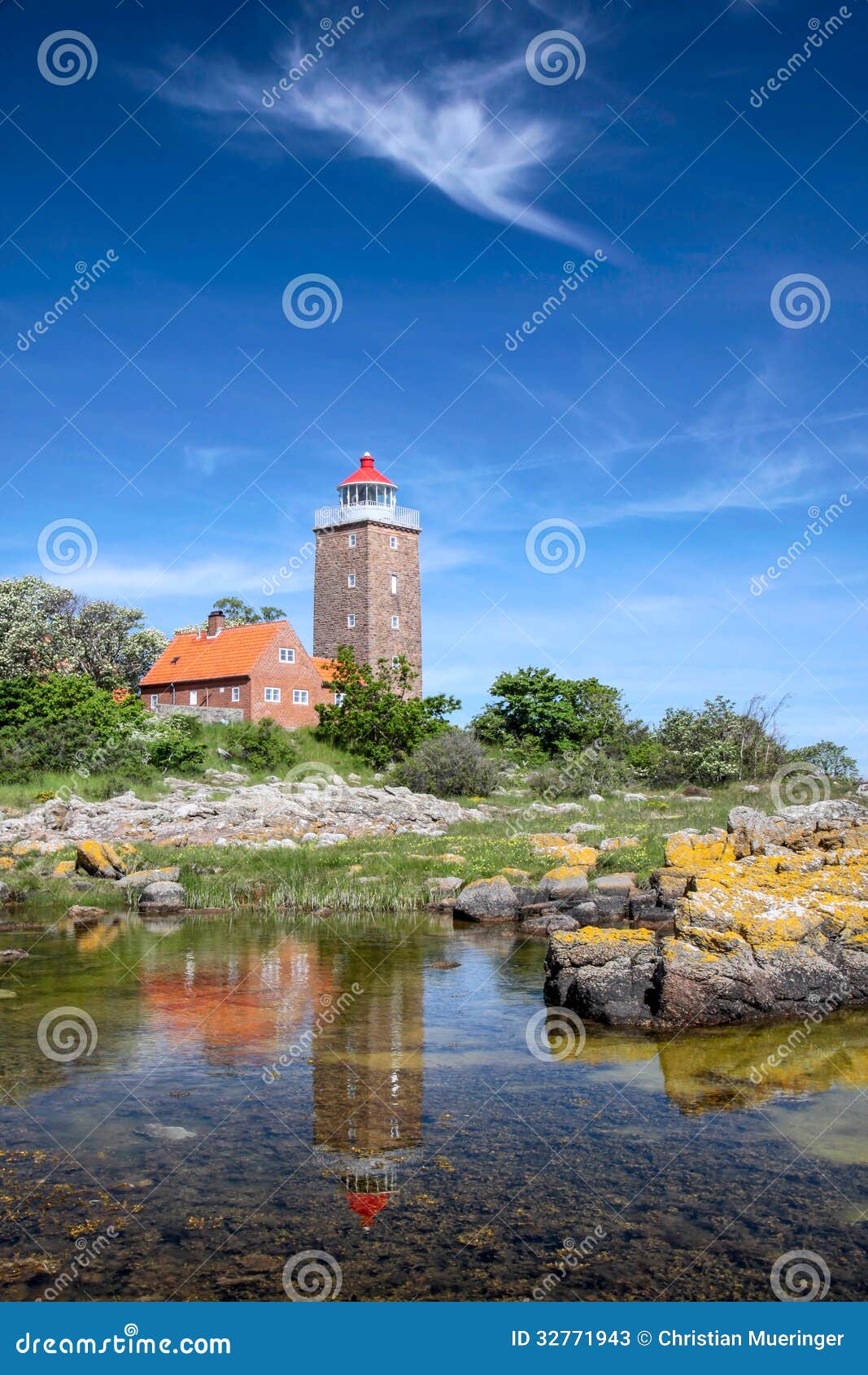 Lighthouse of Svaneke stock image. Image of coast, island - 32771943