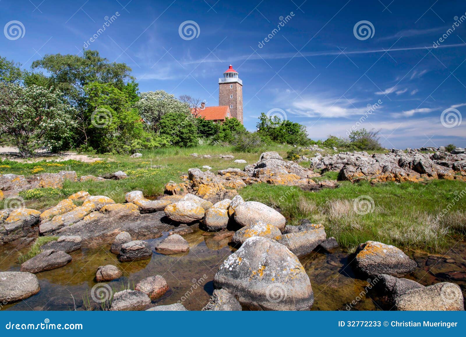 Lighthouse of Svaneke stock image. Image of light, island - 32772233