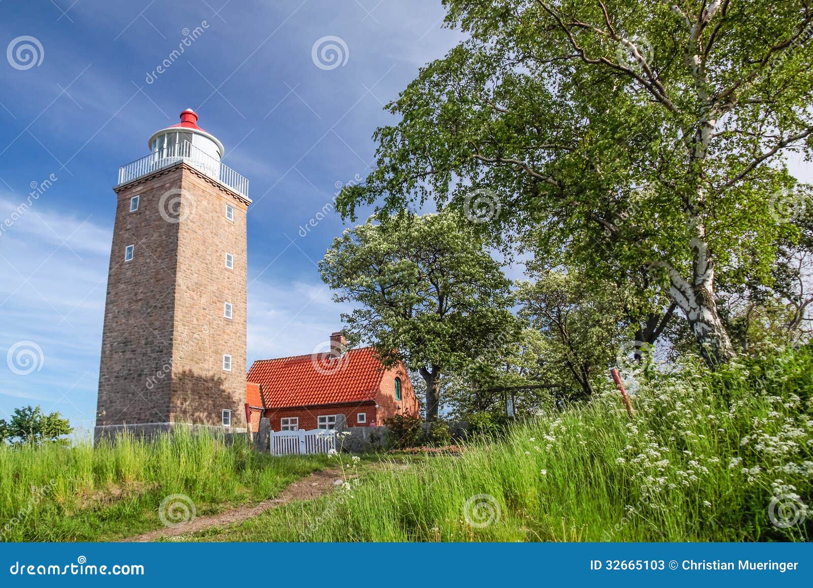 Lighthouse of Svaneke stock image. Image of baltic, summer - 32665103