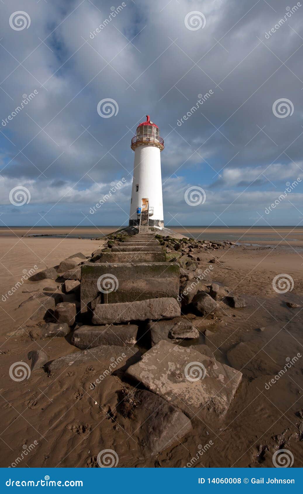 Lighthouse on Talacre Beach Stock Photo - Image of tide, lighthouse ...