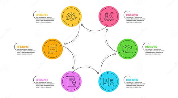 Lighthouse, Technical Algorithm and Delivery Insurance Icons Set. Vector Stock Vector ...