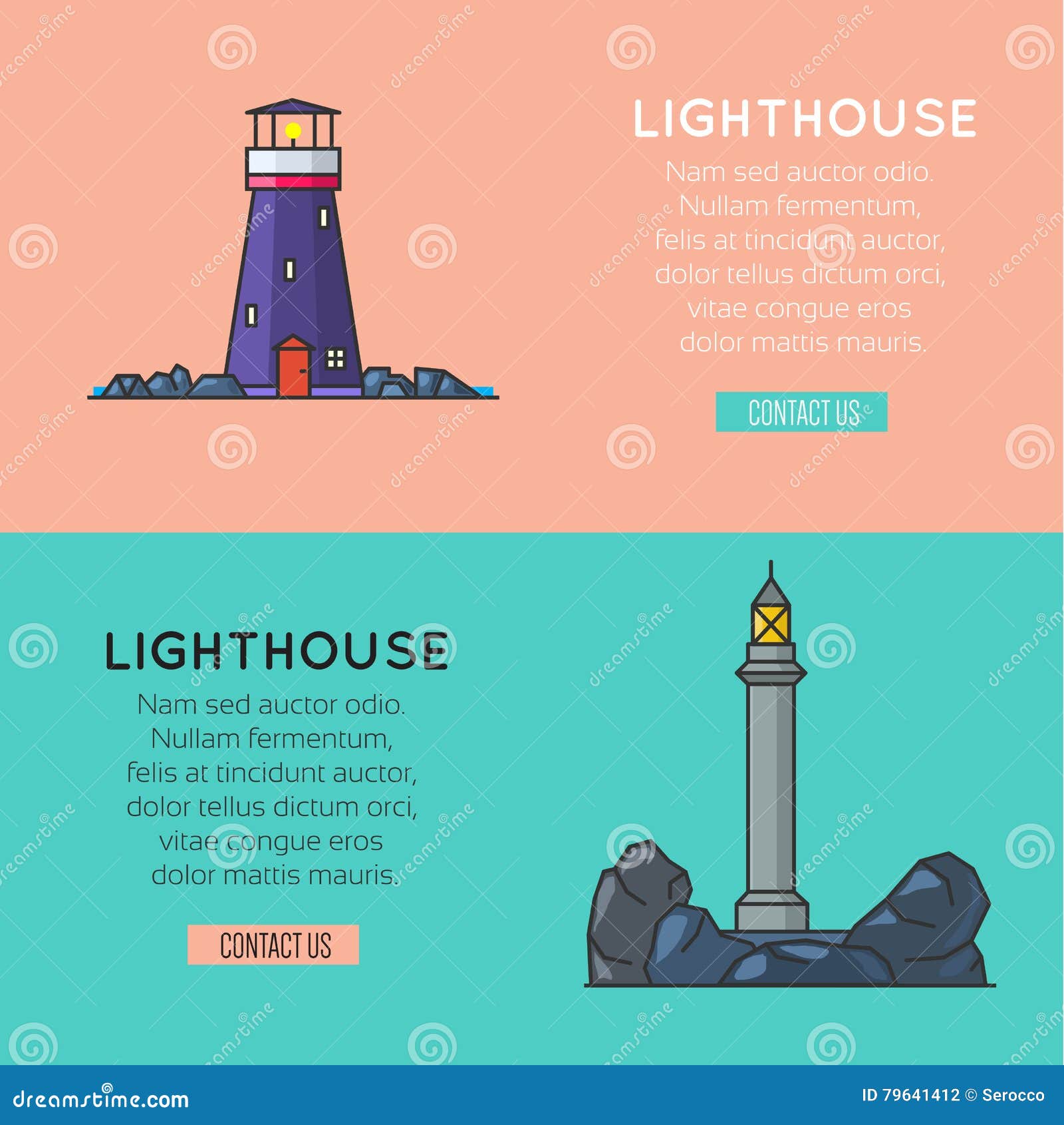 Lighthouse Template Banners, Logo Or Label. Vector Illustration ...