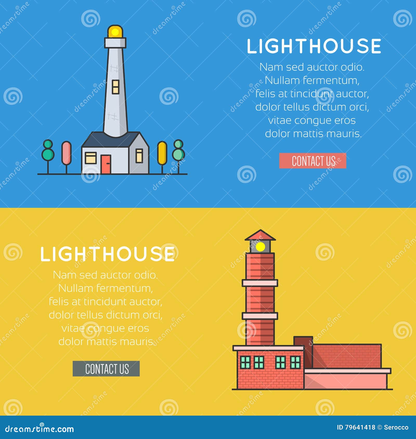 Lighthouse Template Banners, Logo Or Label. Vector Illustration ...