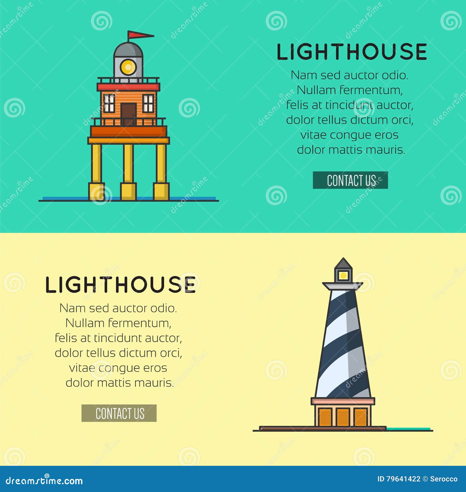 Lighthouse Template Banners, Logo or Label. Stock Vector - Illustration ...