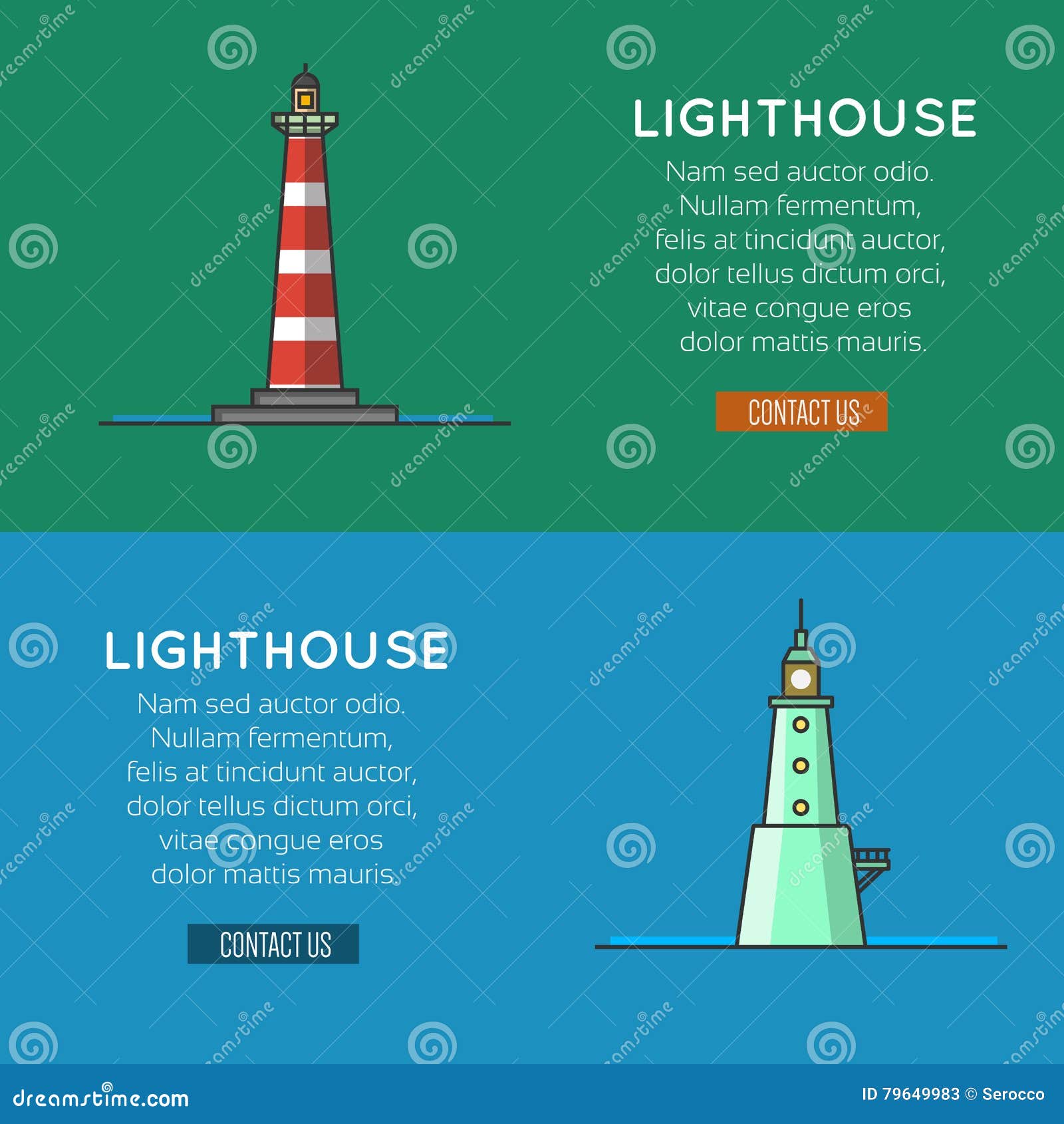 Lighthouse Template Banners, Logo or Label. Stock Illustration ...