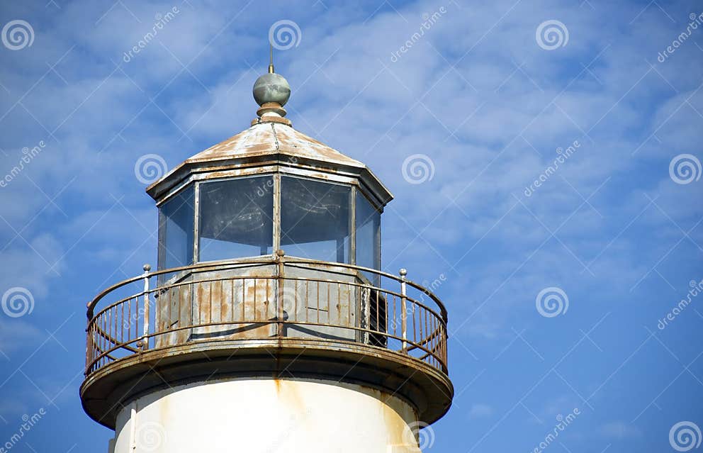 Lighthouse Top Lght Cloud Blue Sky Background Stock Photo - Image of ...