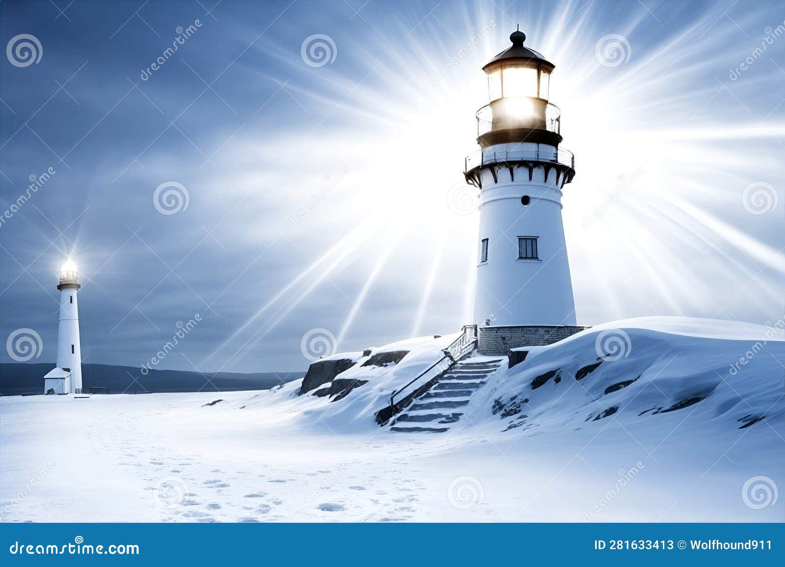 Lighthouse Tower with Beacon of Light. Generative AI Stock Illustration ...