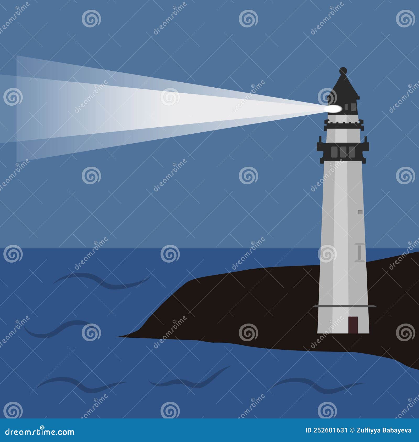 Lighthouse Towerwith a Ray Light. Stock Vector - Illustration of ...