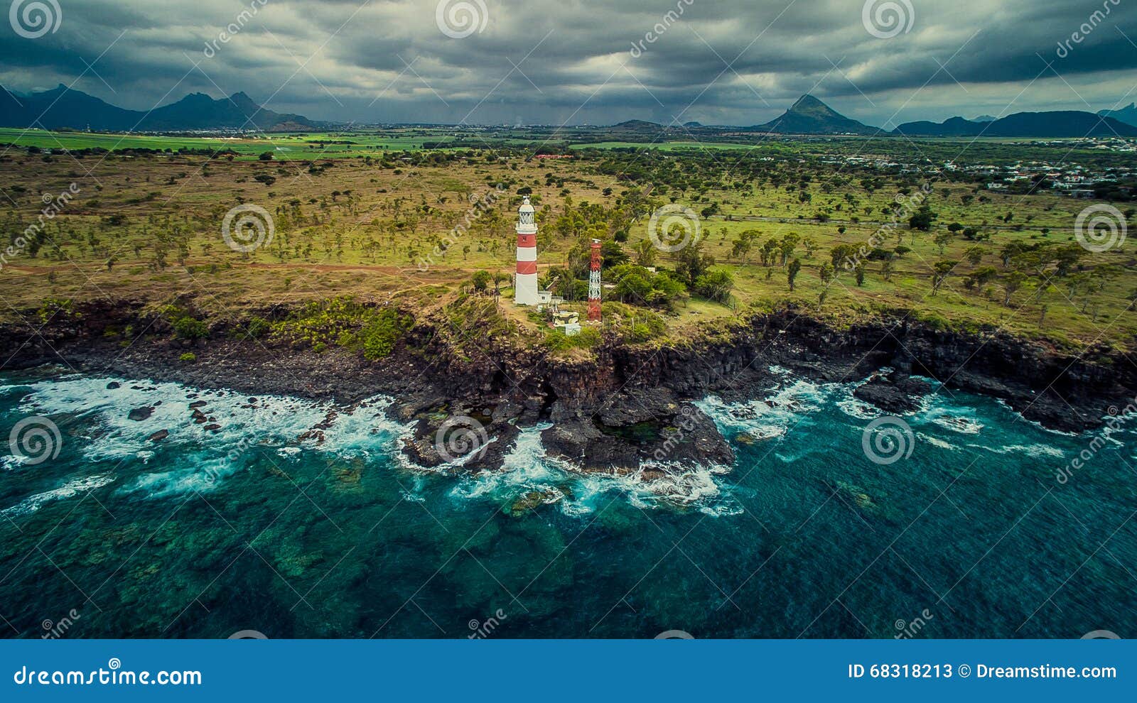 The Lighthouse on the Tropical Island of Mauritius Stock Image - Image ...