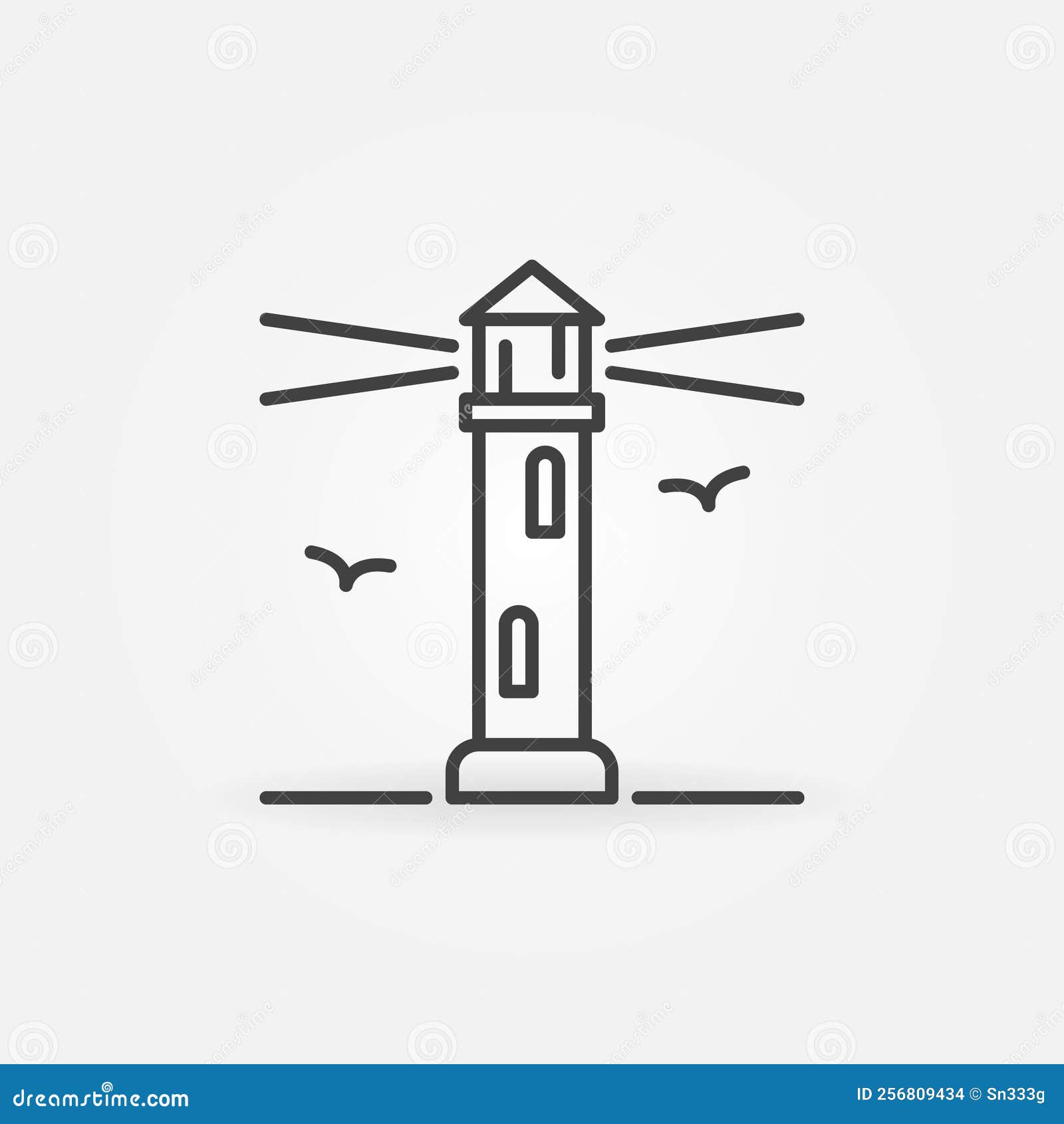 Lighthouse and Two Seagulls Vector Line Concept Icon Stock Vector ...