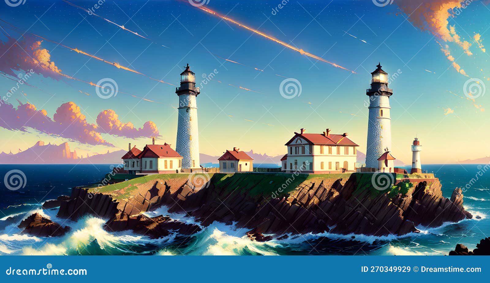 Lighthouse Under the Sky. Safe Harbor, Alert Warning Light Concept ...