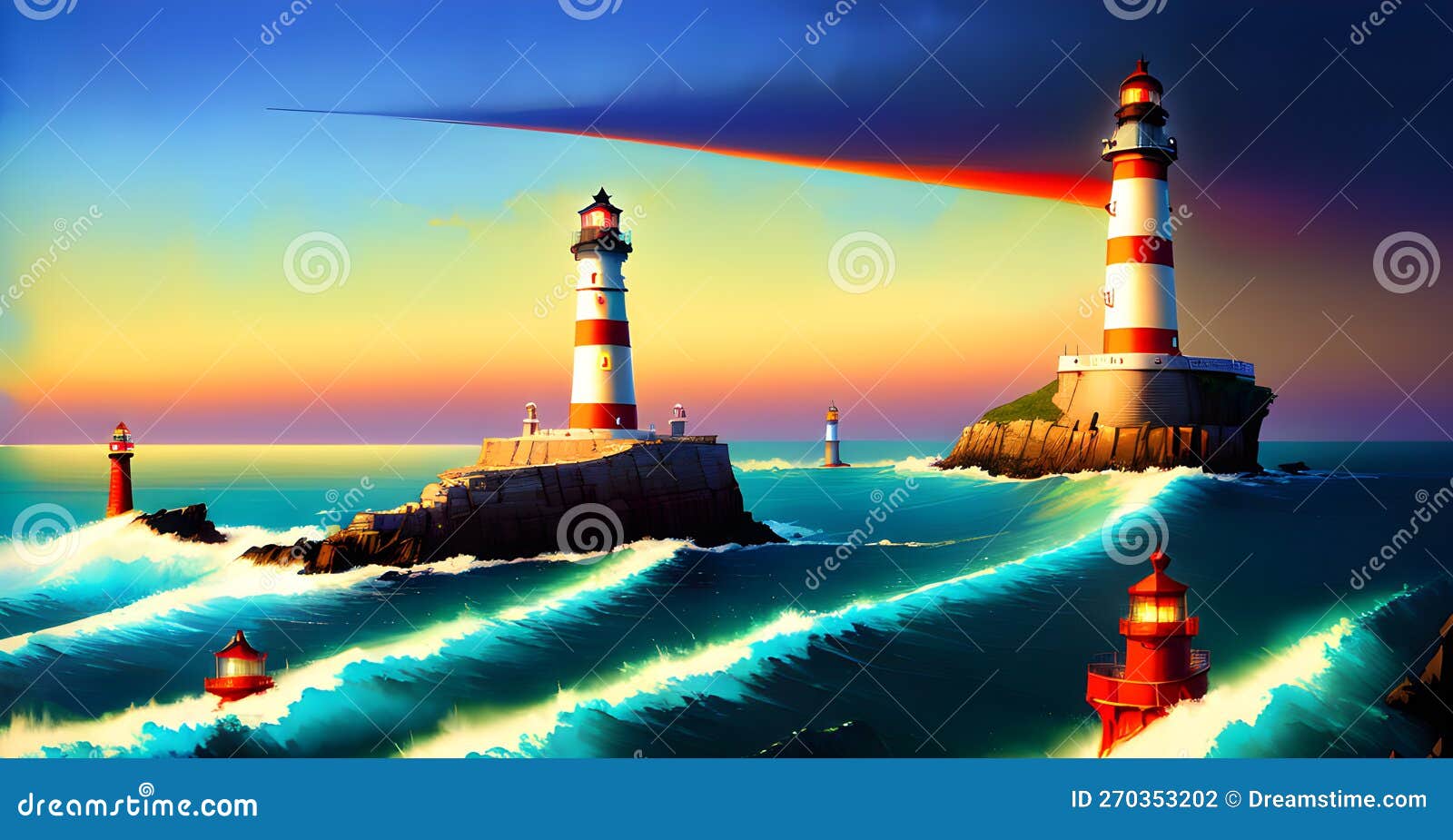 Lighthouse Under the Sky. Safe Harbor, Alert Warning Light Concept ...