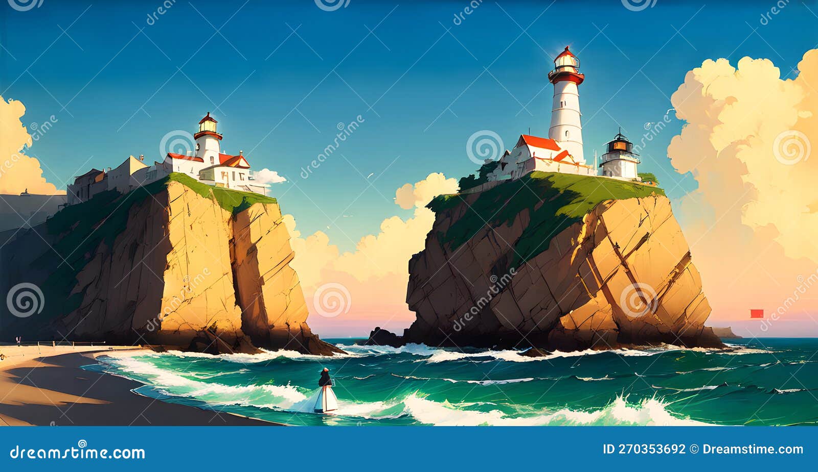 Lighthouse Under the Sky. Safe Harbor, Alert Warning Light Concept ...