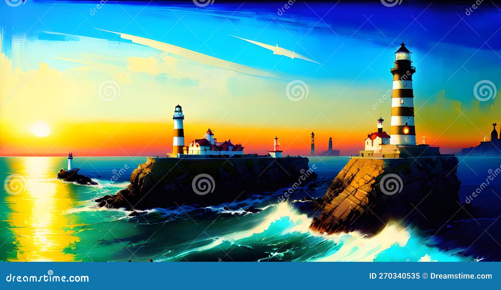 Lighthouse Under the Sky. Safe Harbor, Alert Warning Light Concept ...