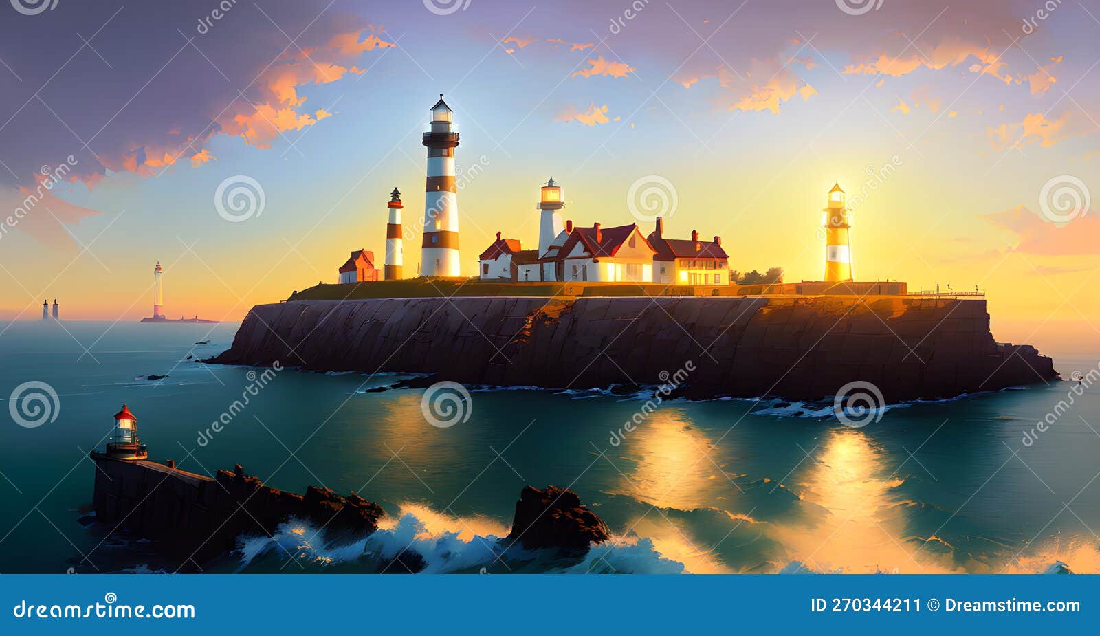 Lighthouse Under the Sky. Safe Harbor, Alert Warning Light Concept ...